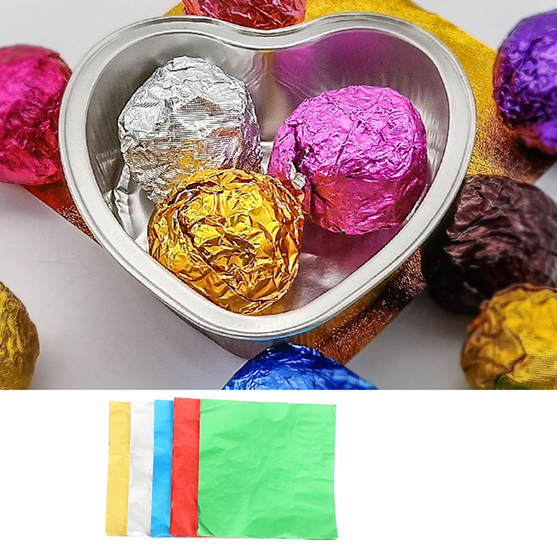 100 sheets 20*20cm Aluminium Foil Wrapper Paper Wedding Chocolate Paper ...