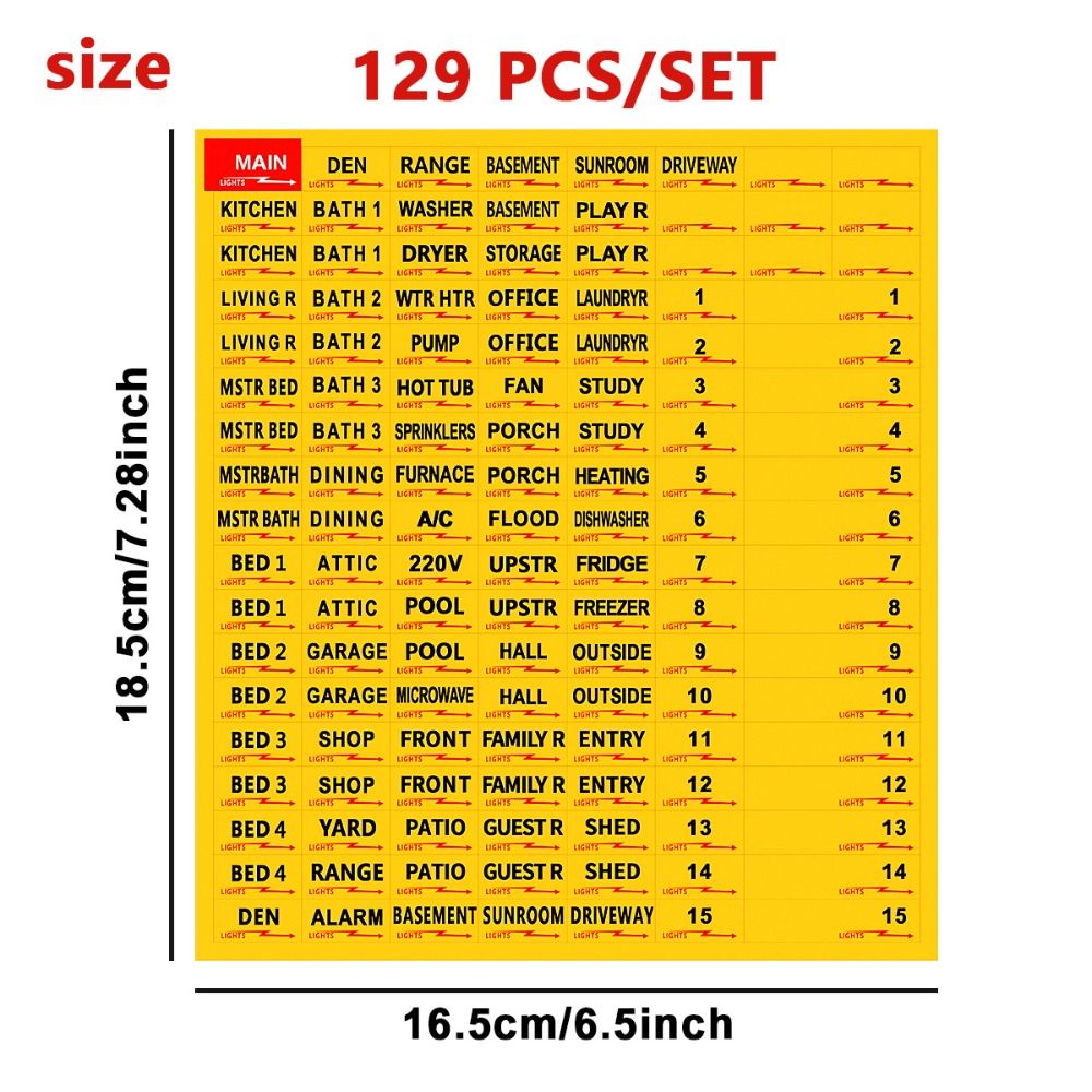 129 Pcs Solar labels Weatherproof Circuit Breaker Labels Self Adhesive ...