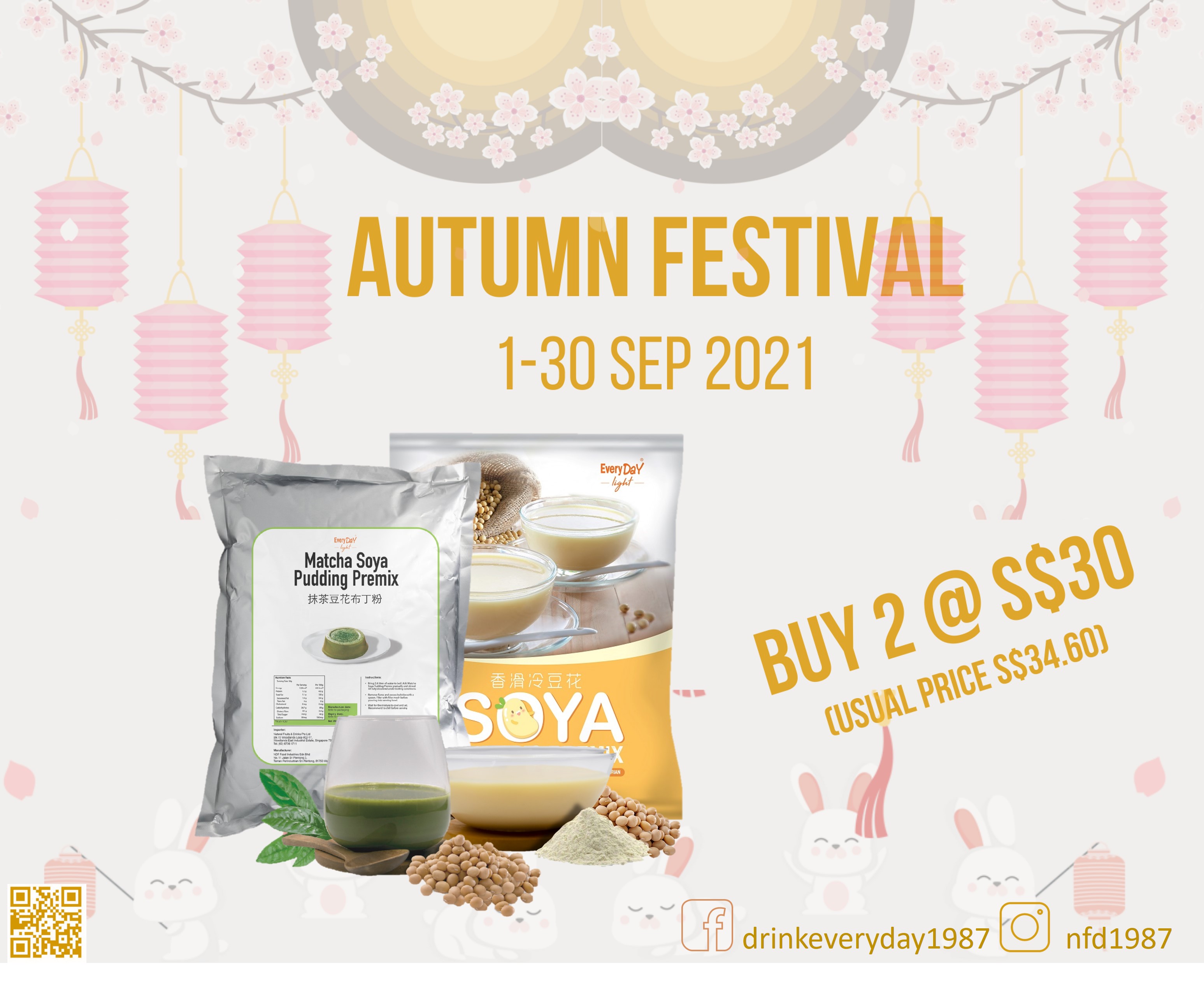 Mid-Autumn Festival Bundle Soya Pudding Premix 1kg + Matcha Soya ...