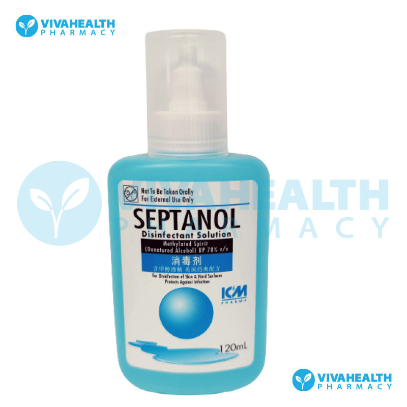 Septanol Disinfectant Solution (Denatured Alcohol 70%) 120mL | Lazada ...