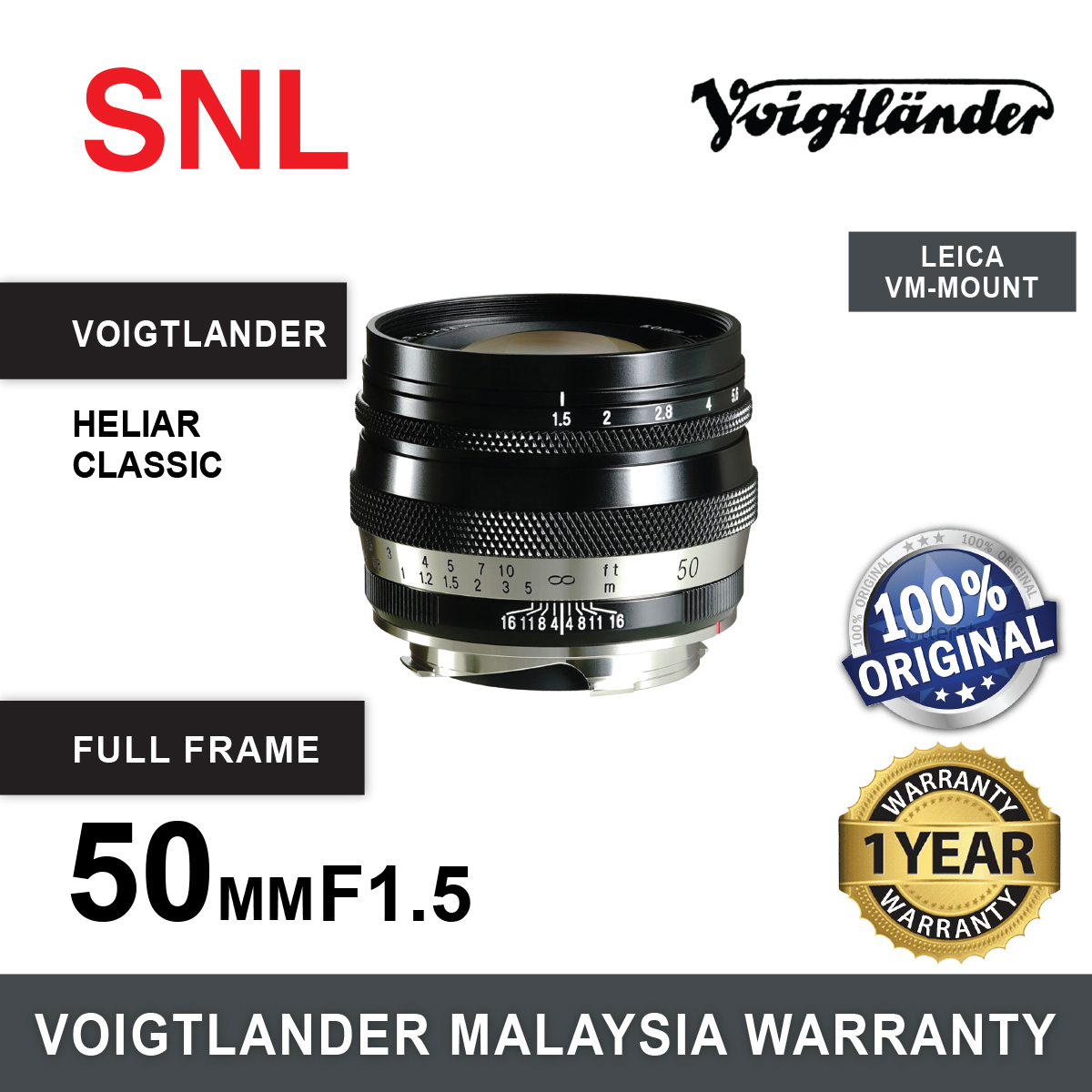 Voigtlander 50mm F1.5 Heliar Classic VM Lens | Lazada
