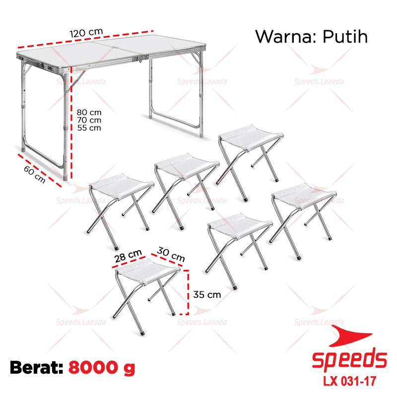 SPEEDS Meja Camping Lipat Set Meja Kursi Lipat Meja Camping Piknik ...