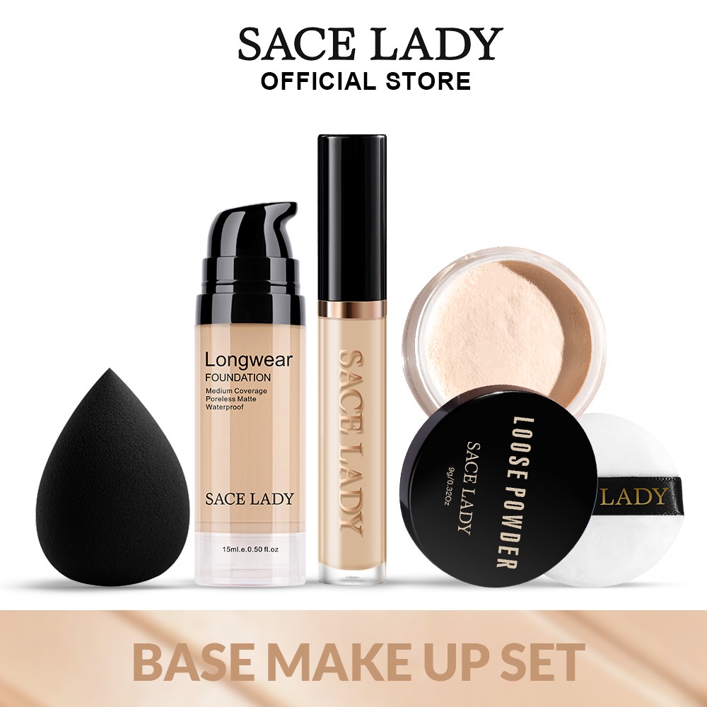 SACE LADY Liquid Foundation+Full Coverage Concealer+Oil Control Loose ...