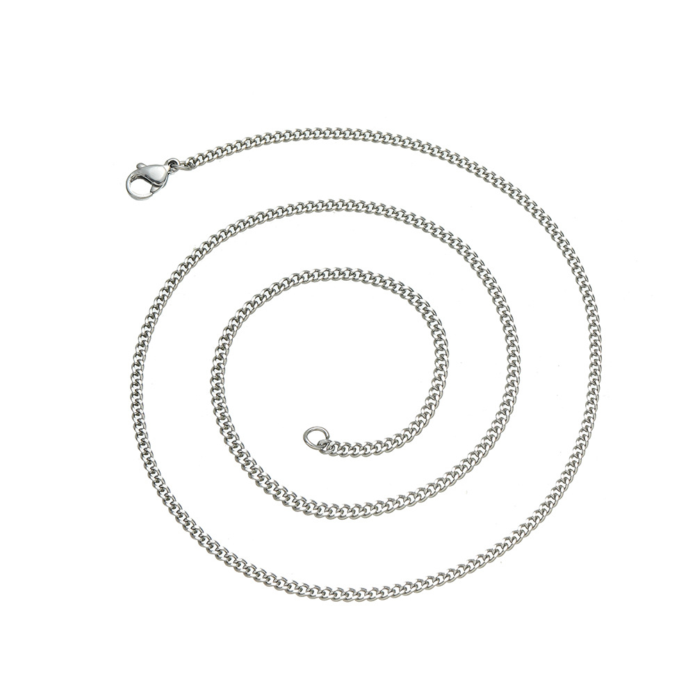 2mm2 face ground Cuban necklace lobster clasp wide matching chain men's ...