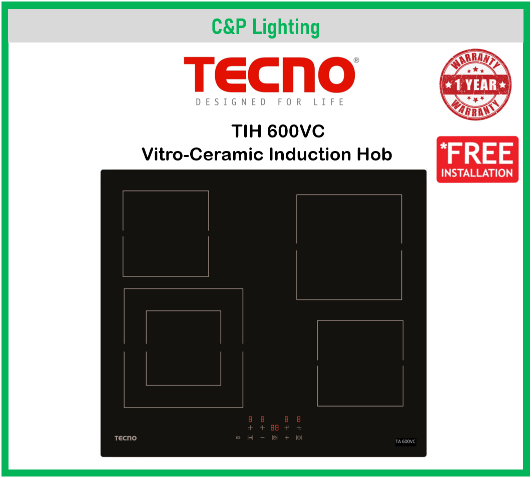 Tecno 60cm 4 Burner Vitro Ceramic induction Cooker Hob TA600VC | Lazada ...