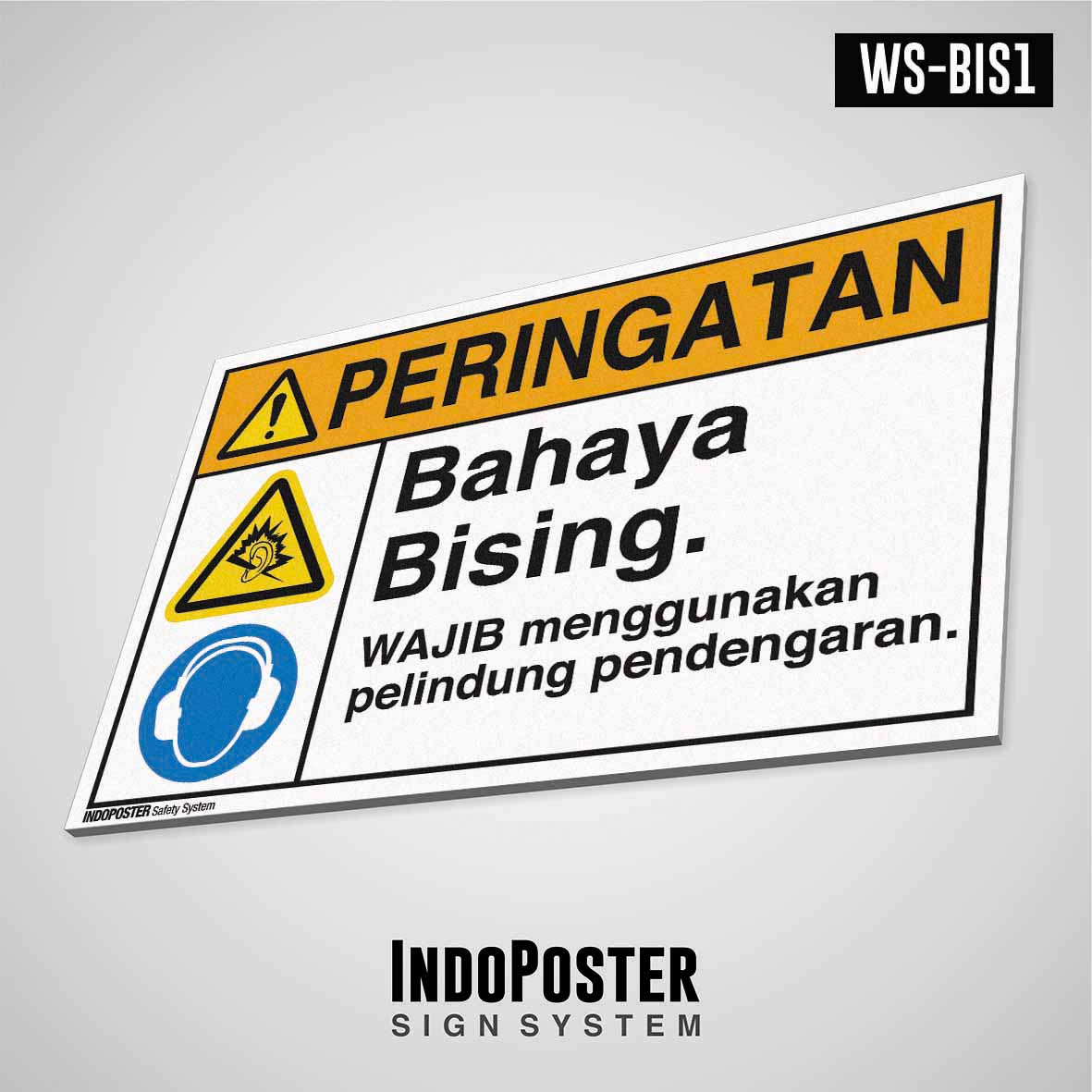 Safety Sign Rambu K3 PVC ANSI Bahaya Bising Wajib Pelindung Pendengaran ...