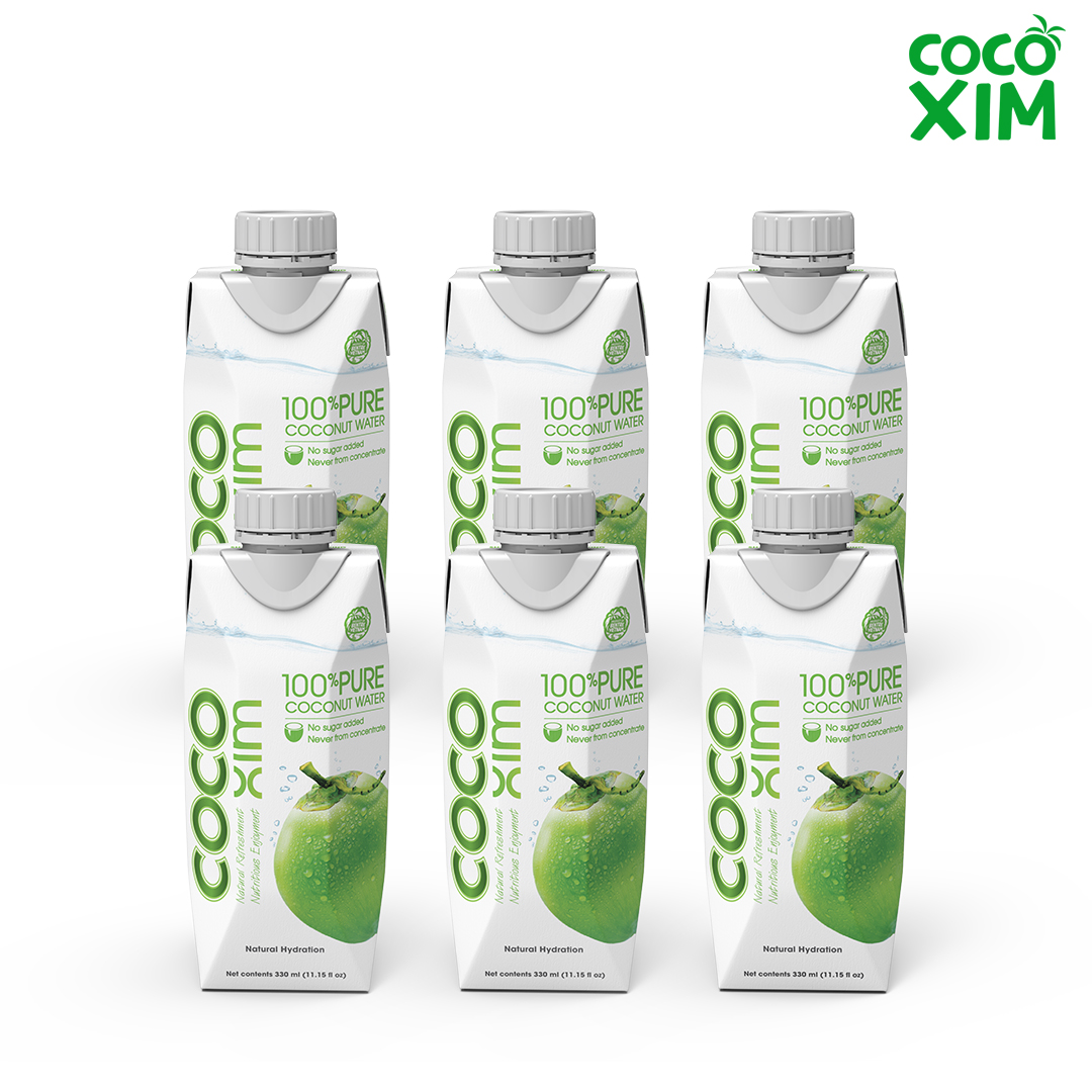 [COCOXIM] Pure Coconut Water 330ml - Bundle of 6 - 100% Natural Coconut ...