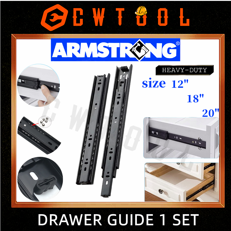 ARMSTRONG Drawer Guide Drawer Sliders Set Close Full Extension Ball ...