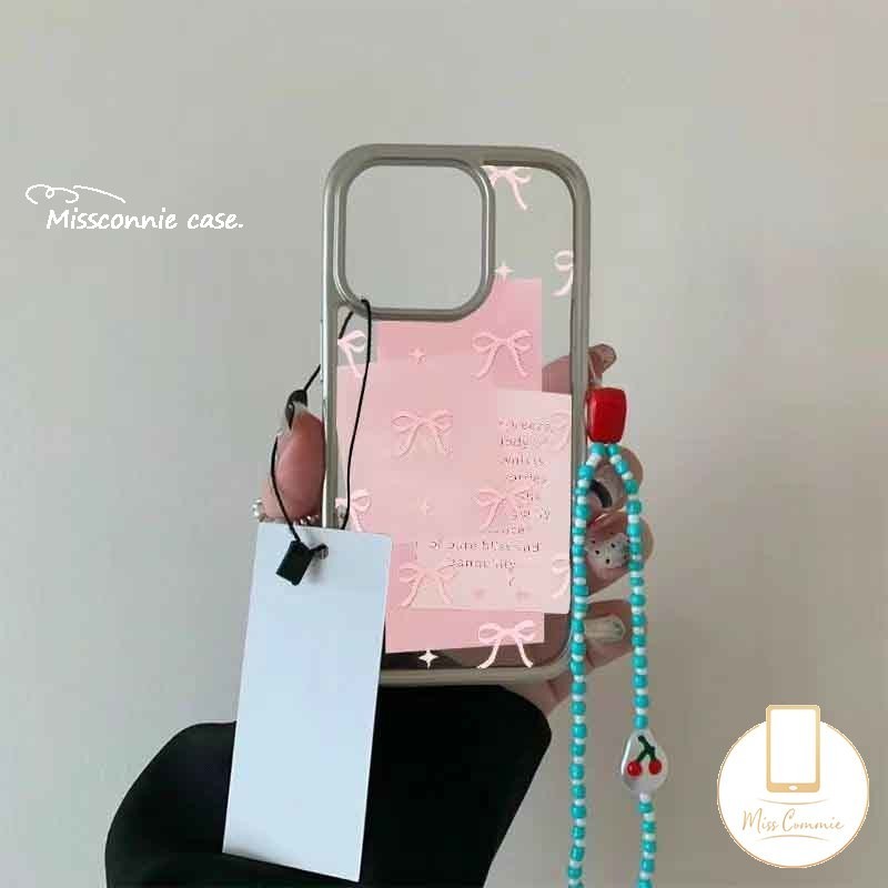 Romance Pink Bowknot Luxury Electroplated Frame Case Compatible for ...