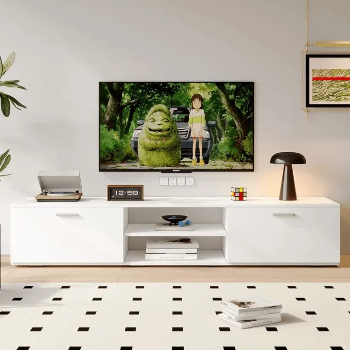 White Ld4 wooden led tv table consol for 32 to 72 inch Led TV , cabinet ...