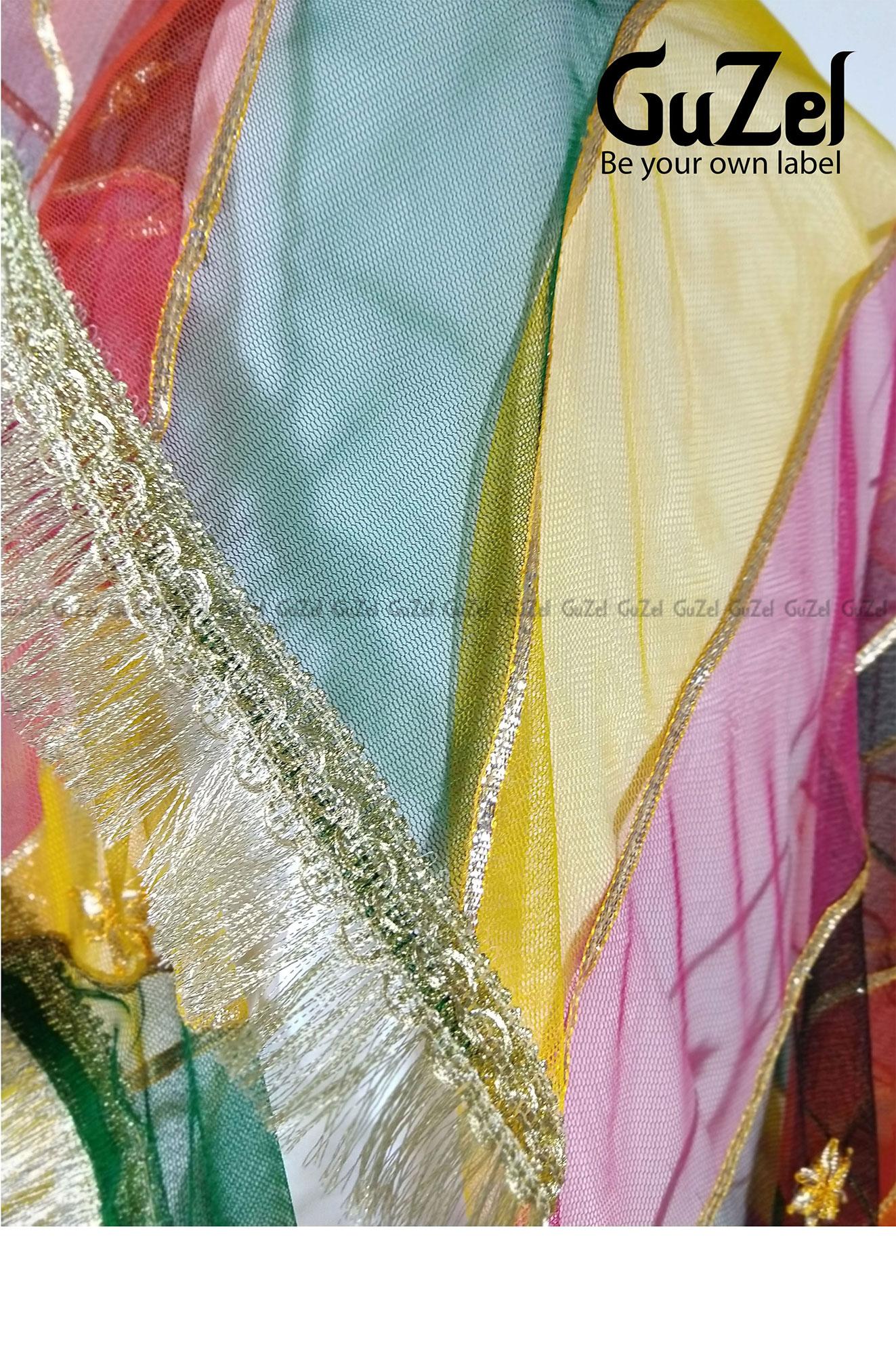 Multi-Color Malai Gota Design Dupatta - Featuring Gota Flower Patterns ...