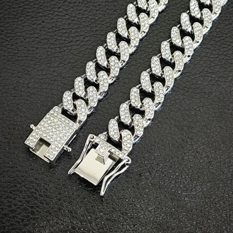 【Cheap】Alloy Line Cuban Chain Diamond Bracelet 13mm Full Diamond Old ...