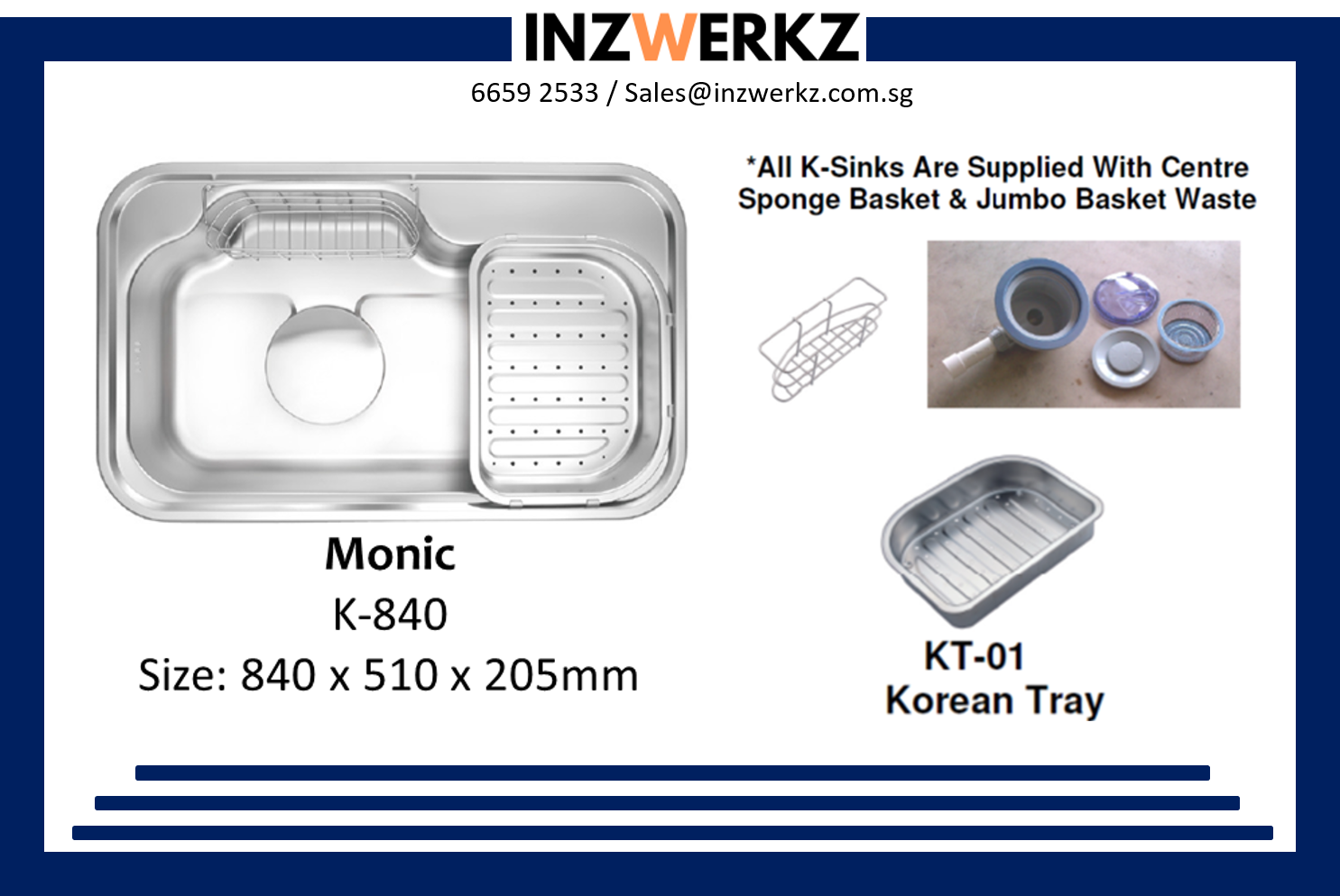 Monic K 840 Korean Stainless Steel Kitchen Sink | Lazada Singapore