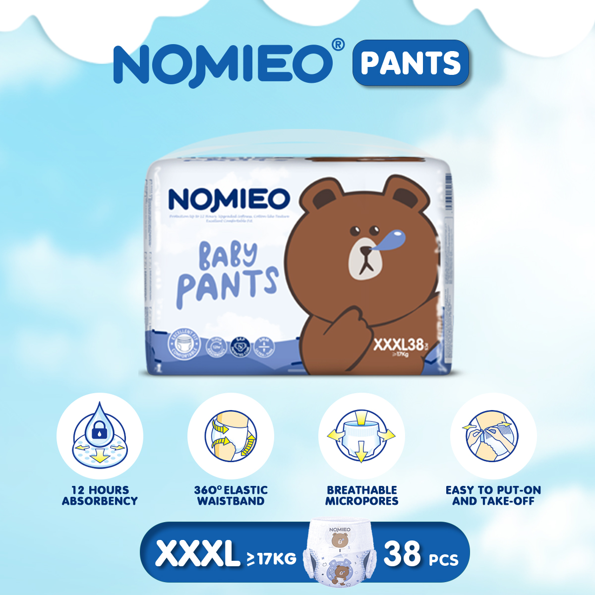 [Single Pack]NOMIEO Diapers Pants / Tape S M L XL XXL XXXL Baby ...